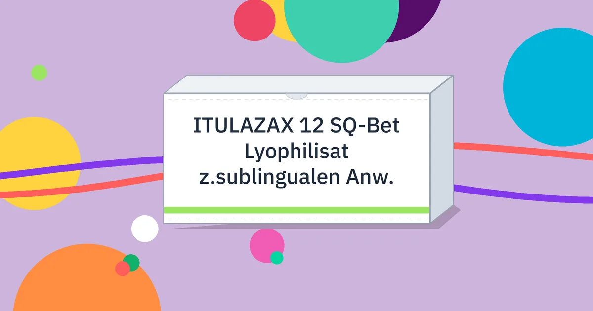 Symbolbild: Packung mit der Aufschrift ITULAZAX 12 SQ-Bet Lyophilisat z.sublingualen Anw. (PZN 17276806) – Verfügbarkeit und Bezug in Apotheken in Frankfurt am Main