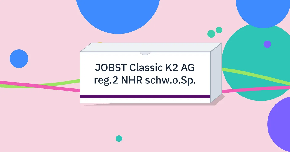 Symbolbild: Packung mit der Aufschrift JOBST Classic K2 AG reg.2 NHR schw.o.Sp. (PZN 11271794) – Verfügbarkeit und Bezug in Apotheken in Frankfurt am Main