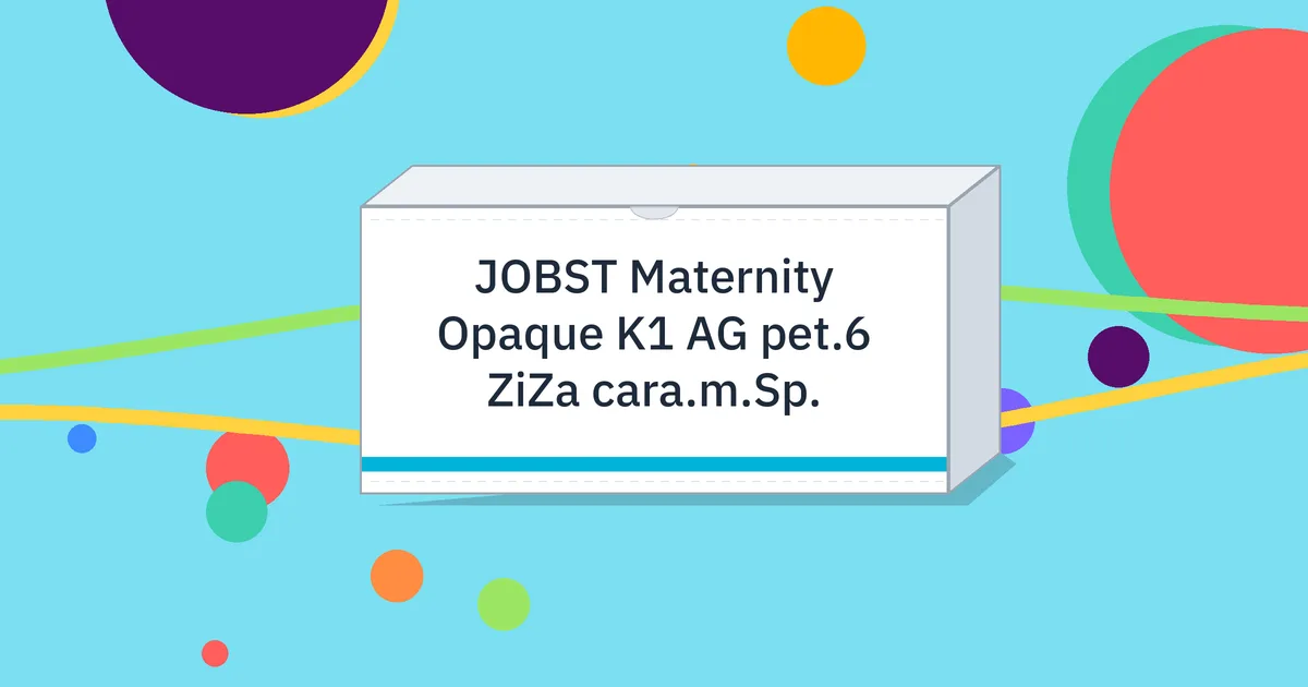 Symbolbild: Packung mit der Aufschrift JOBST Maternity Opaque K1 AG pet.6 ZiZa cara.m.Sp. (PZN 15850313) – Verfügbarkeit und Bezug in Apotheken in Frankfurt am Main