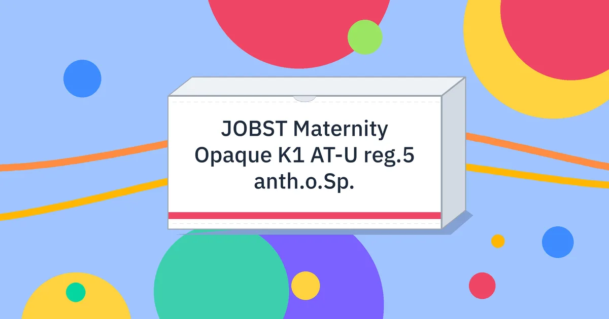 Symbolbild: Packung mit der Aufschrift JOBST Maternity Opaque K1 AT-U reg.5 anth.o.Sp. (PZN 15855210) – Verfügbarkeit und Bezug in Apotheken in Frankfurt am Main