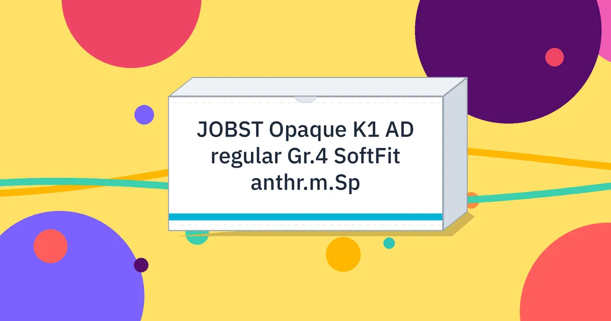 Symbolbild: Packung mit der Aufschrift JOBST Opaque K1 AD regular Gr.4 SoftFit anthr.m.Sp (PZN 16262541) – Verfügbarkeit und Bezug in Apotheken in Frankfurt am Main