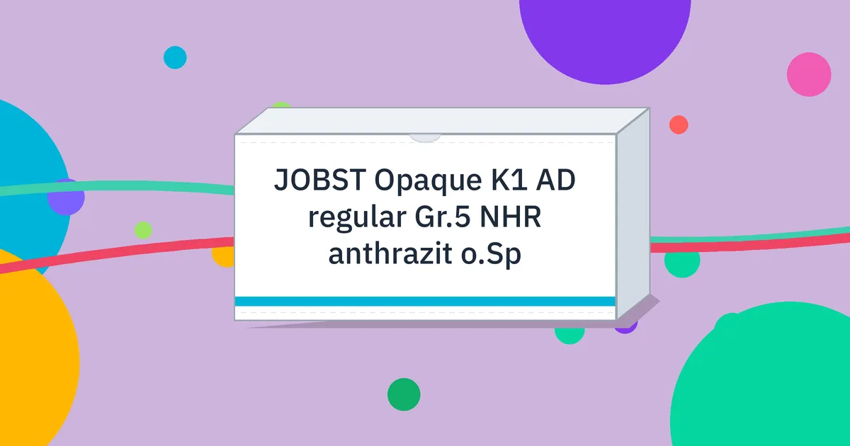 Symbolbild: Packung mit der Aufschrift JOBST Opaque K1 AD regular Gr.5 NHR anthrazit o.Sp (PZN 16263517) – Verfügbarkeit und Bezug in Apotheken in Frankfurt am Main