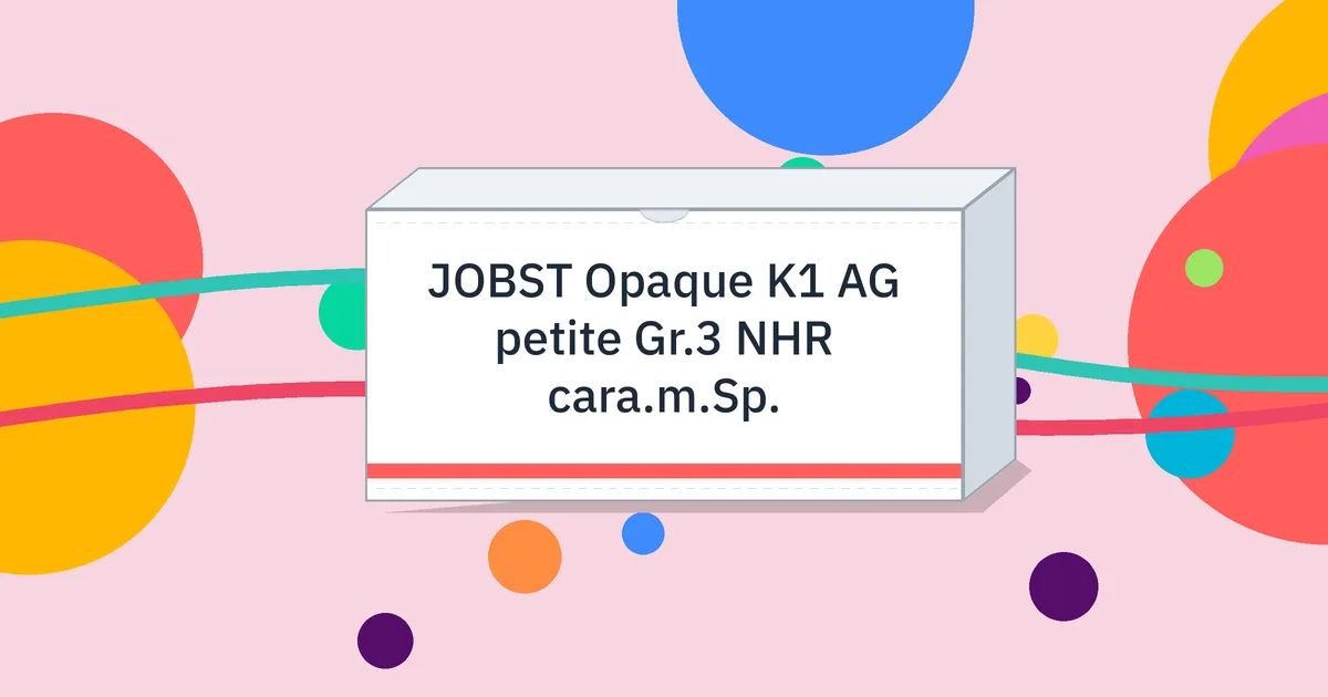 Symbolbild: Packung mit der Aufschrift JOBST Opaque K1 AG petite Gr.3 NHR cara.m.Sp. (PZN 13084346) – Verfügbarkeit und Bezug in Apotheken in Frankfurt am Main