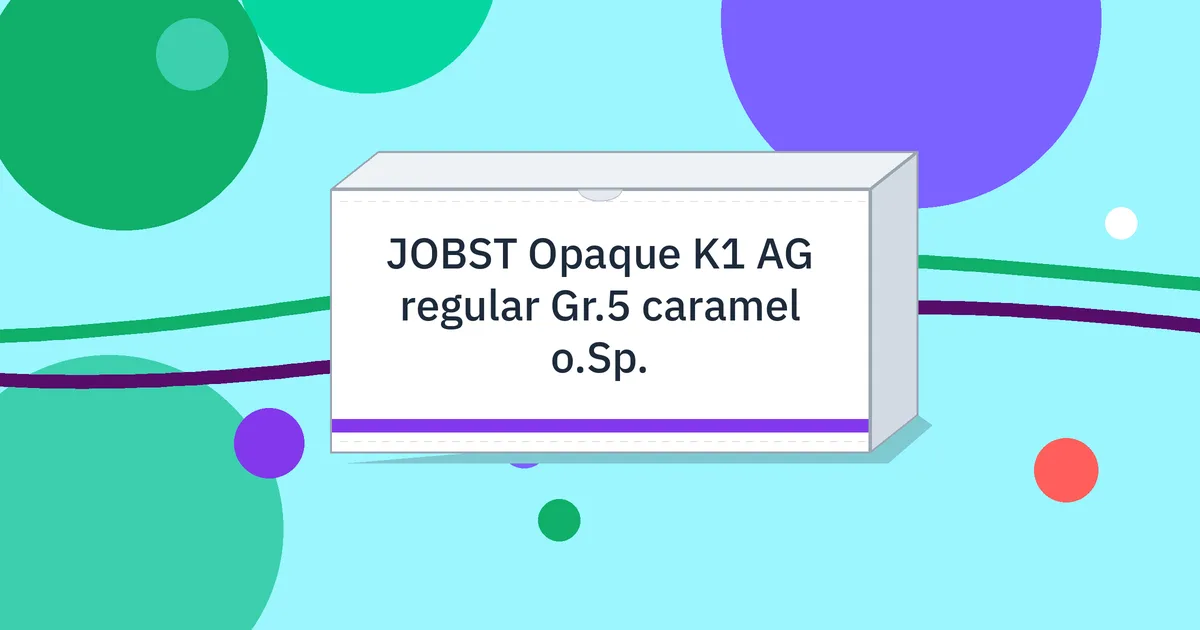 Symbolbild: Packung mit der Aufschrift JOBST Opaque K1 AG regular Gr.5 caramel o.Sp. (PZN 13094310) – Verfügbarkeit und Bezug in Apotheken in Frankfurt am Main