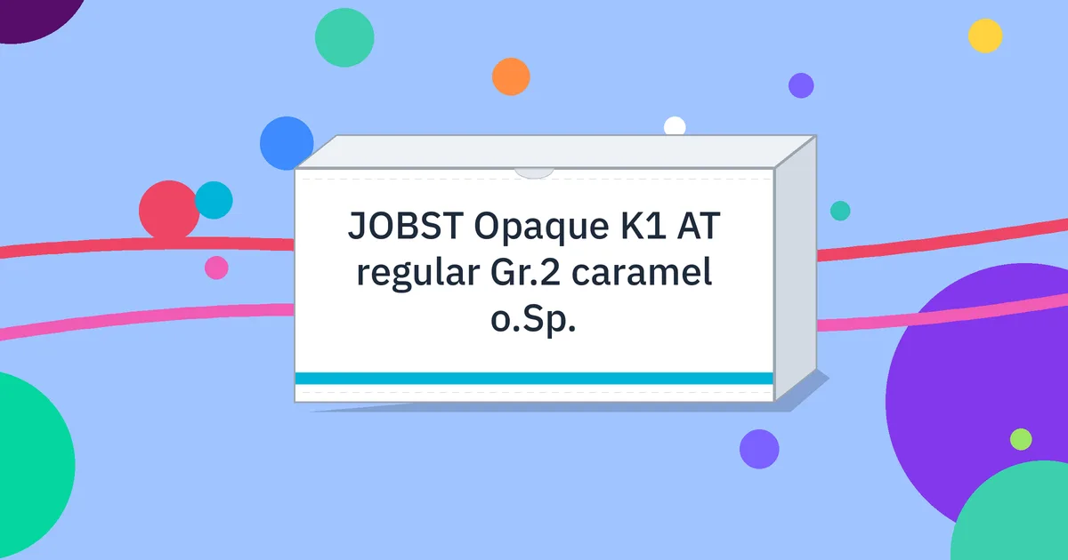 Symbolbild: Packung mit der Aufschrift JOBST Opaque K1 AT regular Gr.2 caramel o.Sp. (PZN 13107337) – Verfügbarkeit und Bezug in Apotheken in Frankfurt am Main