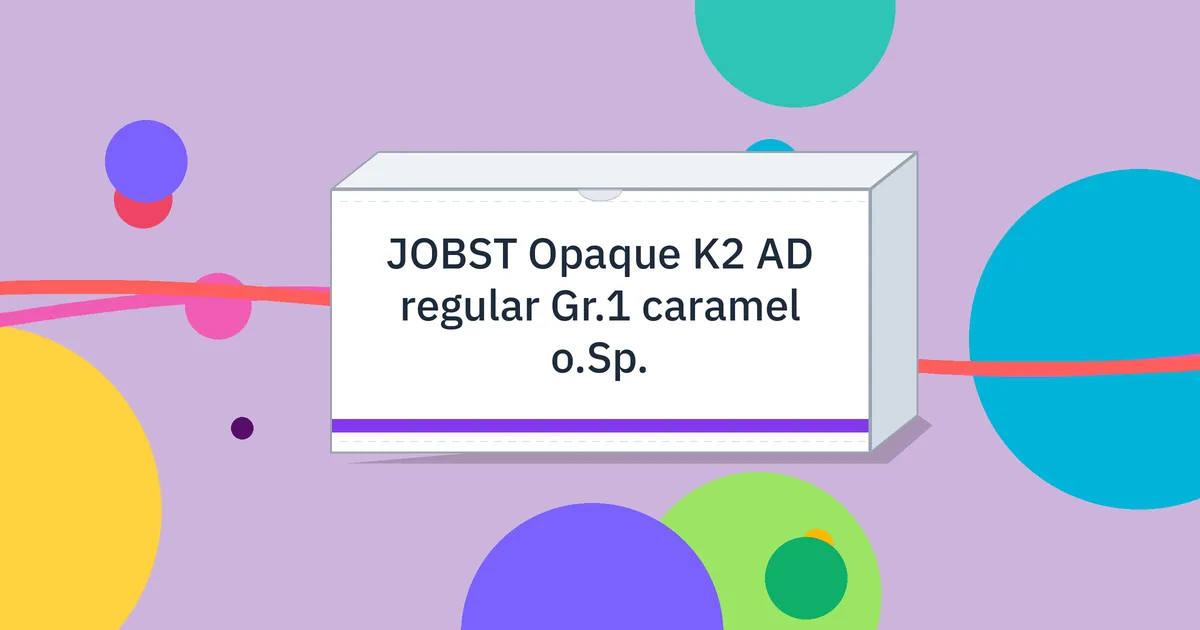 Symbolbild: Packung mit der Aufschrift JOBST Opaque K2 AD regular Gr.1 caramel o.Sp. (PZN 11251857) – Verfügbarkeit und Bezug in Apotheken in Frankfurt am Main
