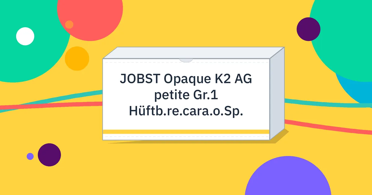 Symbolbild: Packung mit der Aufschrift JOBST Opaque K2 AG petite Gr.1 Hüftb.re.cara.o.Sp. (PZN 13115331) – Verfügbarkeit und Bezug in Apotheken in Frankfurt am Main