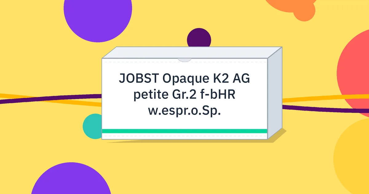 Symbolbild: Packung mit der Aufschrift JOBST Opaque K2 AG petite Gr.2 f-bHR w.espr.o.Sp. (PZN 16285677) – Verfügbarkeit und Bezug in Apotheken in Frankfurt am Main