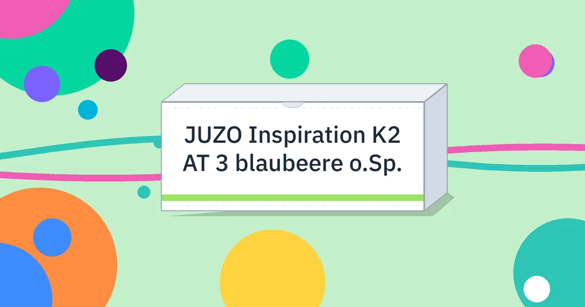 Symbolbild: Packung mit der Aufschrift JUZO Inspiration K2 AT 3 blaubeere o.Sp. (PZN 14926505) – Verfügbarkeit und Bezug in Apotheken in Frankfurt am Main
