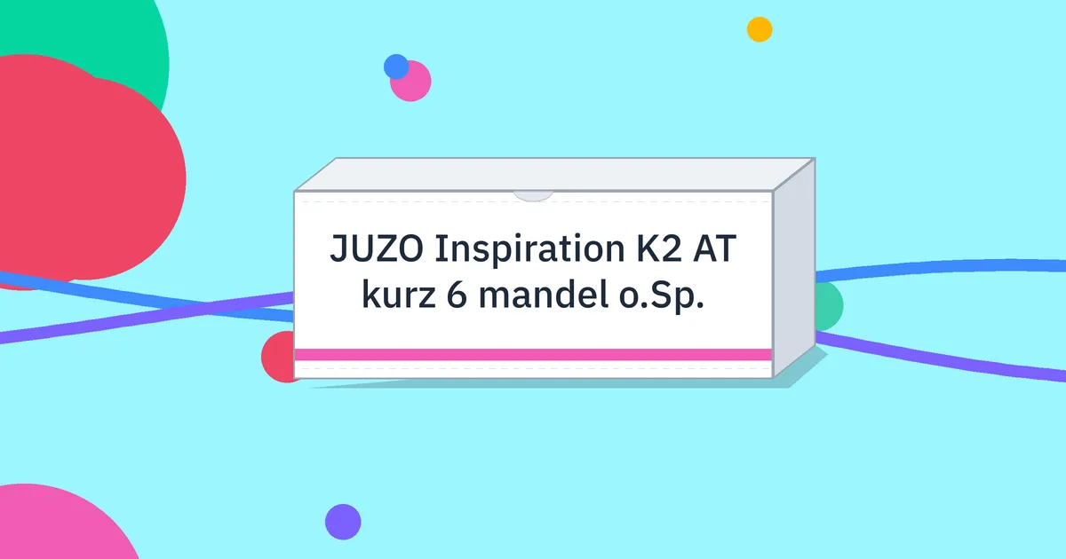 Symbolbild: Packung mit der Aufschrift JUZO Inspiration K2 AT kurz 6 mandel o.Sp. (PZN 14931630) – Verfügbarkeit und Bezug in Apotheken in Frankfurt am Main