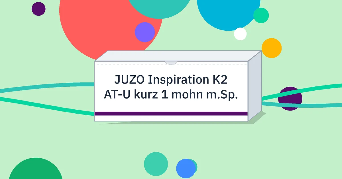 Symbolbild: Packung mit der Aufschrift JUZO Inspiration K2 AT-U kurz 1 mohn m.Sp. (PZN 14928622) – Verfügbarkeit und Bezug in Apotheken in Frankfurt am Main