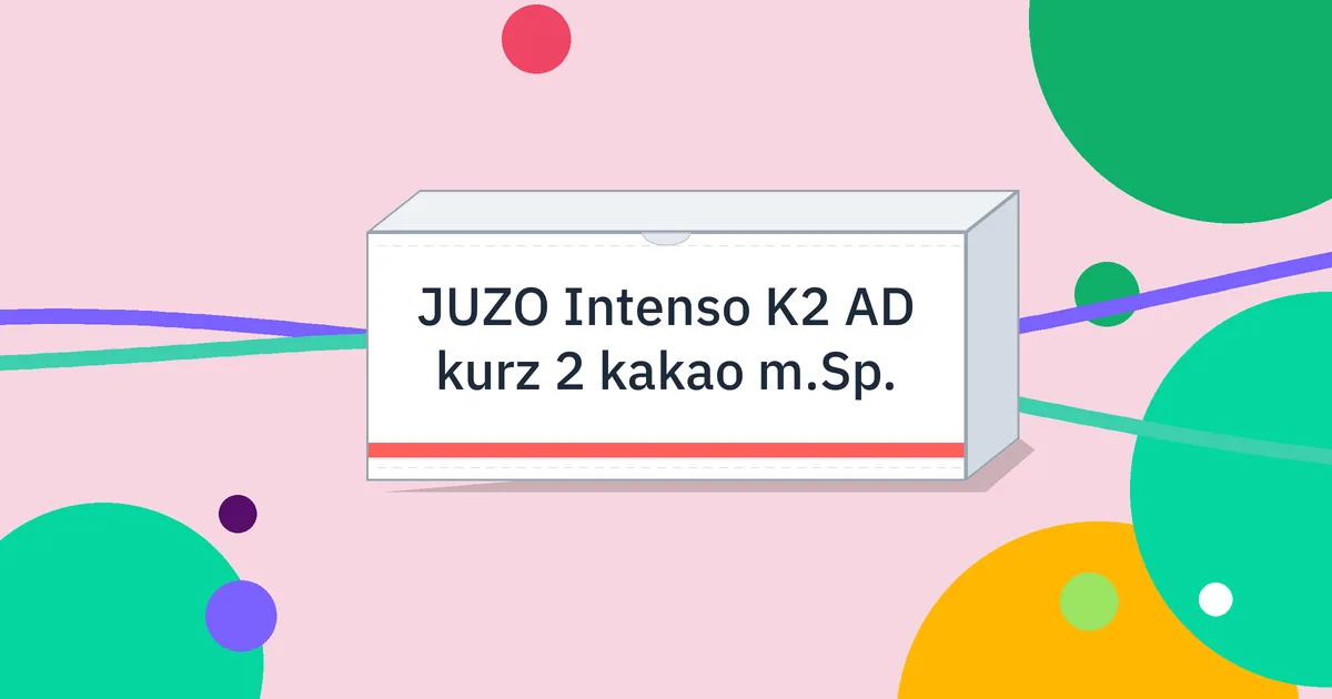 Symbolbild: Packung mit der Aufschrift JUZO Intenso K2 AD kurz 2 kakao m.Sp. (PZN 18607719) – Verfügbarkeit und Bezug in Apotheken in Frankfurt am Main