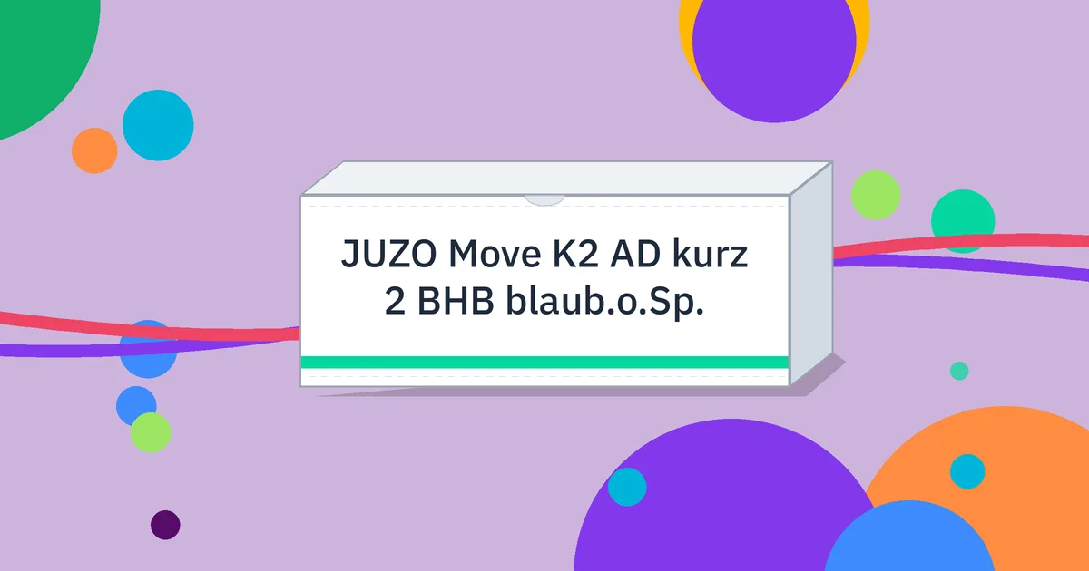 Symbolbild: Packung mit der Aufschrift JUZO Move K2 AD kurz 2 BHB blaub.o.Sp. (PZN 18541268) – Verfügbarkeit und Bezug in Apotheken in Frankfurt am Main