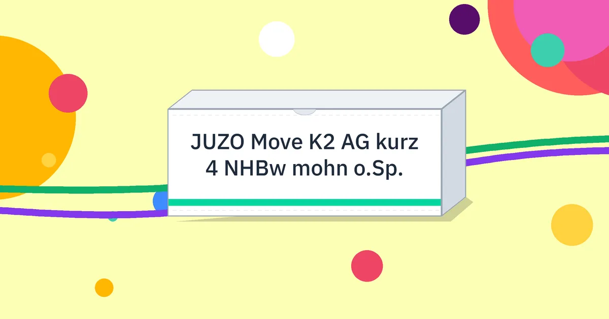 Symbolbild: Packung mit der Aufschrift JUZO Move K2 AG kurz 4 NHBw mohn o.Sp. (PZN 18560679) – Verfügbarkeit und Bezug in Apotheken in Frankfurt am Main