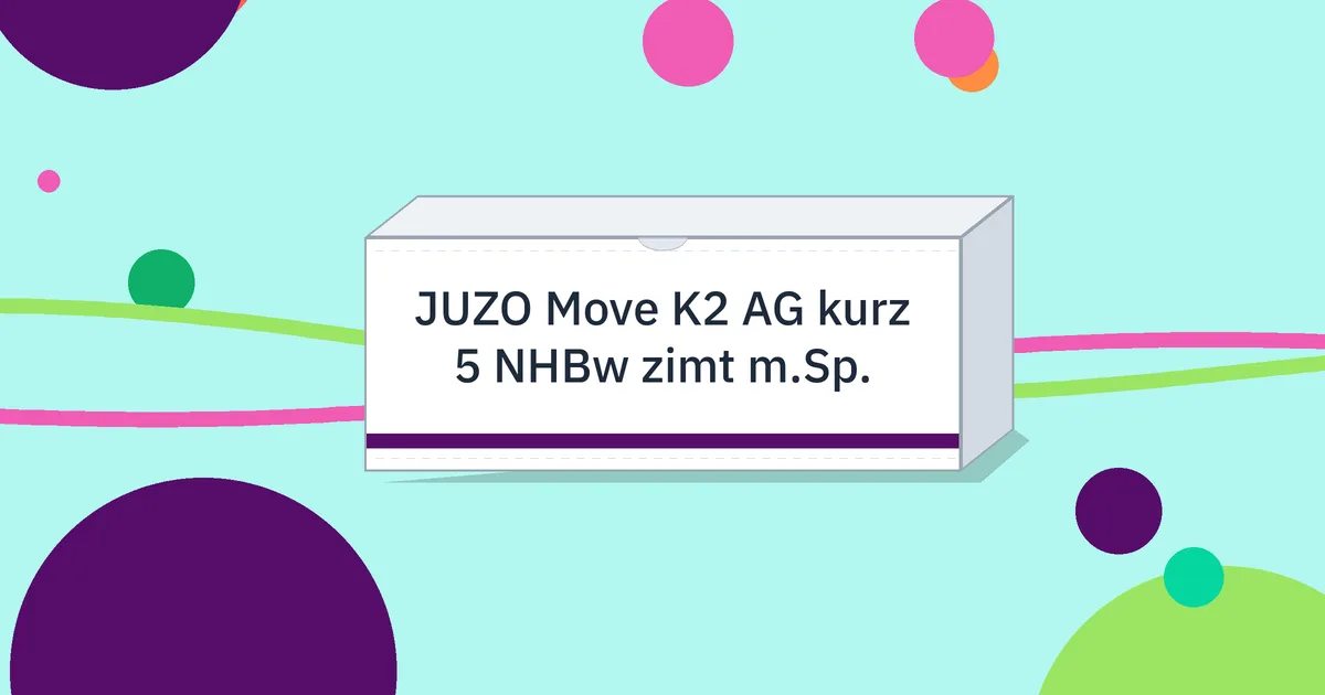 Symbolbild: Packung mit der Aufschrift JUZO Move K2 AG kurz 5 NHBw zimt m.Sp. (PZN 18527050) – Verfügbarkeit und Bezug in Apotheken in Frankfurt am Main