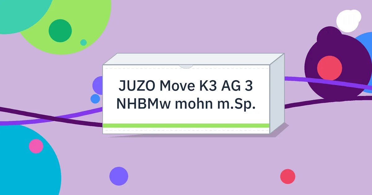 Symbolbild: Packung mit der Aufschrift JUZO Move K3 AG 3 NHBMw mohn m.Sp. (PZN 18586839) – Verfügbarkeit und Bezug in Apotheken in Frankfurt am Main