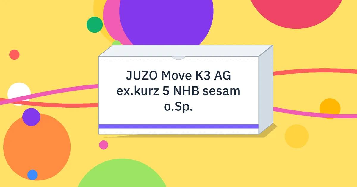 Symbolbild: Packung mit der Aufschrift JUZO Move K3 AG ex.kurz 5 NHB sesam o.Sp. (PZN 18585194) – Verfügbarkeit und Bezug in Apotheken in Frankfurt am Main