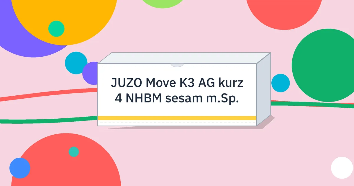 Symbolbild: Packung mit der Aufschrift JUZO Move K3 AG kurz 4 NHBM sesam m.Sp. (PZN 18578780) – Verfügbarkeit und Bezug in Apotheken in Frankfurt am Main