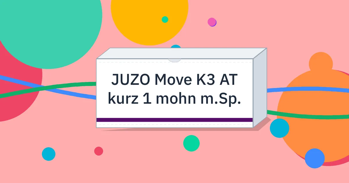 Symbolbild: Packung mit der Aufschrift JUZO Move K3 AT kurz 1 mohn m.Sp. (PZN 20683308) – Verfügbarkeit und Bezug in Apotheken in Frankfurt am Main