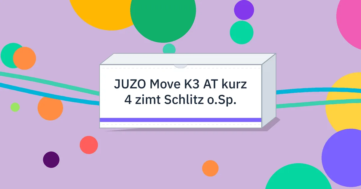Symbolbild: Packung mit der Aufschrift JUZO Move K3 AT kurz 4 zimt Schlitz o.Sp. (PZN 20685632) – Verfügbarkeit und Bezug in Apotheken in Frankfurt am Main