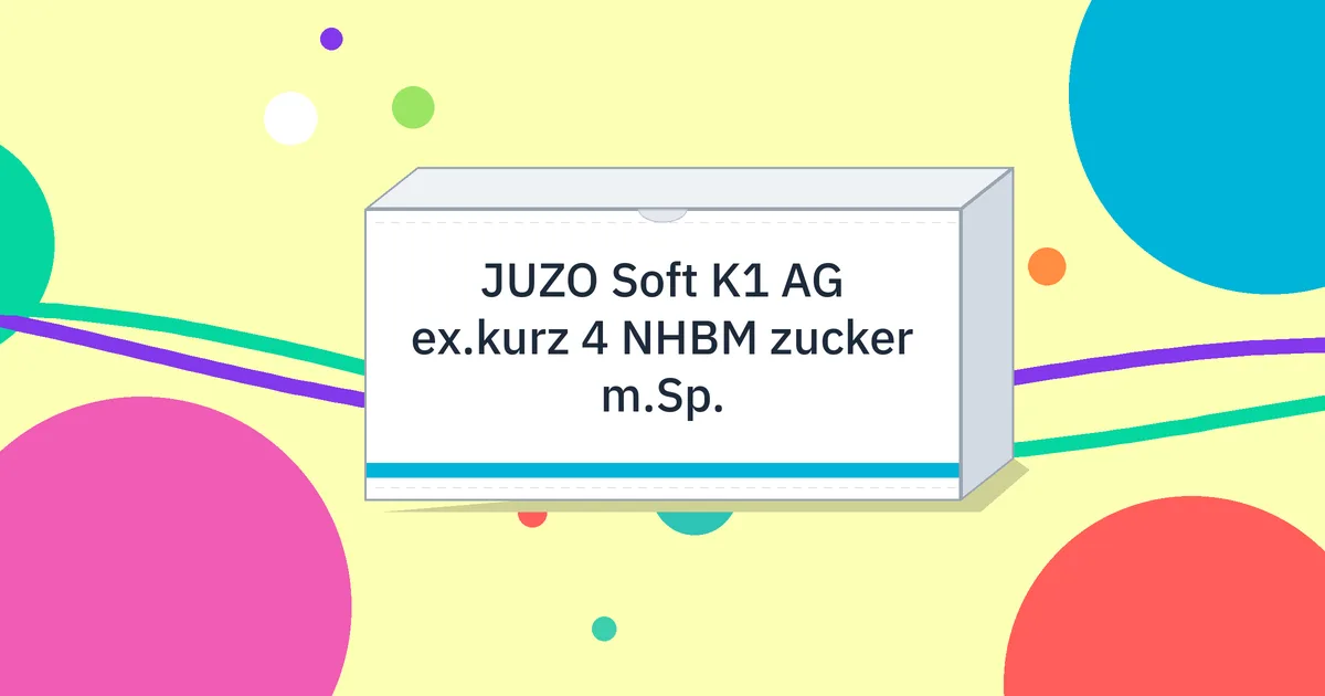Symbolbild: Packung mit der Aufschrift JUZO Soft K1 AG ex.kurz 4 NHBM zucker m.Sp. (PZN 15017779) – Verfügbarkeit und Bezug in Apotheken in Frankfurt am Main
