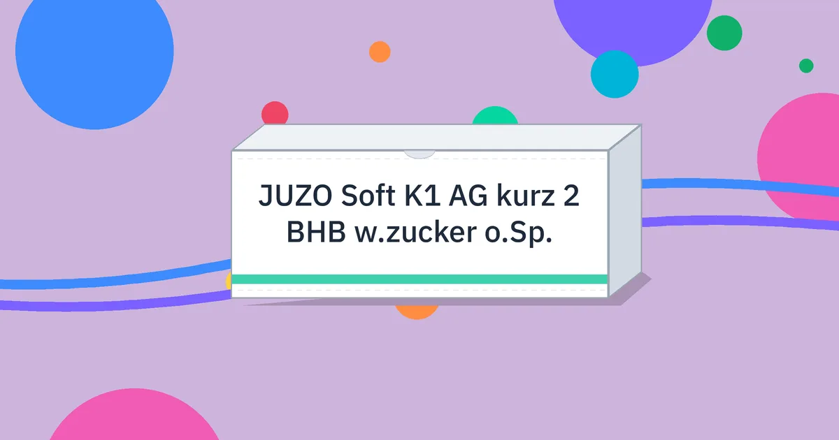 Symbolbild: Packung mit der Aufschrift JUZO Soft K1 AG kurz 2 BHB w.zucker o.Sp. (PZN 14838505) – Verfügbarkeit und Bezug in Apotheken in Frankfurt am Main