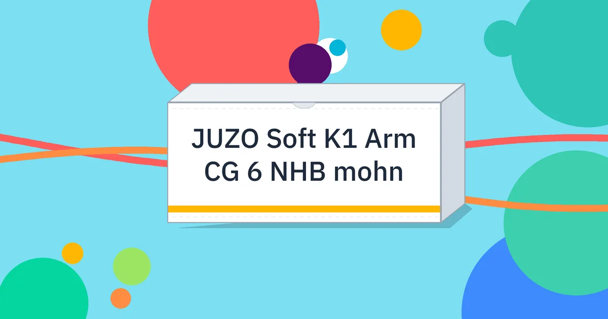 Symbolbild: Packung mit der Aufschrift JUZO Soft K1 Arm CG 6 NHB mohn (PZN 15507319) – Verfügbarkeit und Bezug in Apotheken in Frankfurt am Main