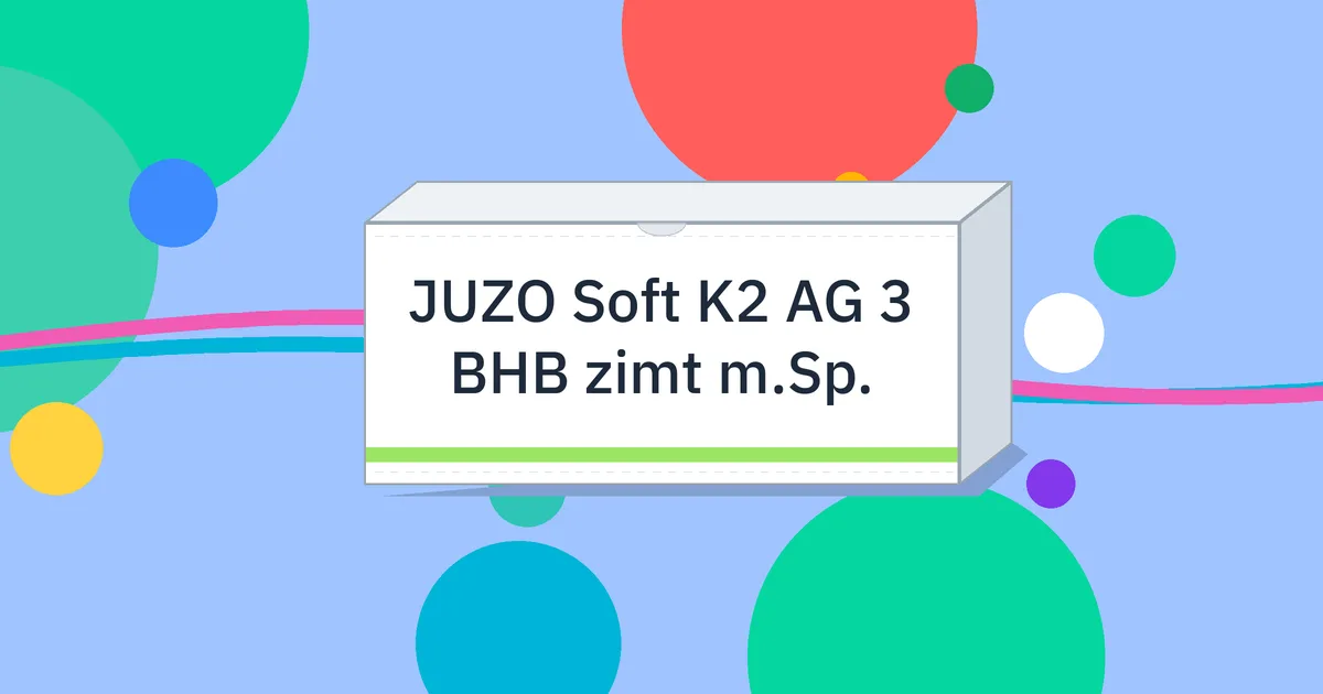 Symbolbild: Packung mit der Aufschrift JUZO Soft K2 AG 3 BHB zimt m.Sp. (PZN 14824710) – Verfügbarkeit und Bezug in Apotheken in Frankfurt am Main