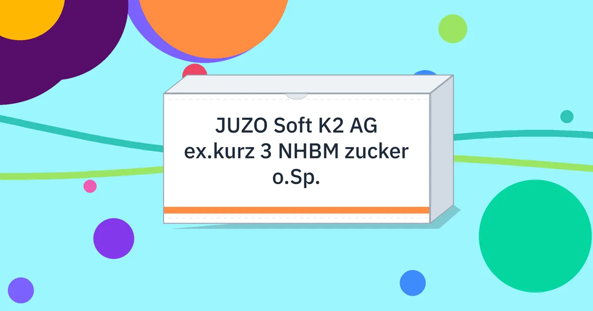 Symbolbild: Packung mit der Aufschrift JUZO Soft K2 AG ex.kurz 3 NHBM zucker o.Sp. (PZN 15021887) – Verfügbarkeit und Bezug in Apotheken in Frankfurt am Main