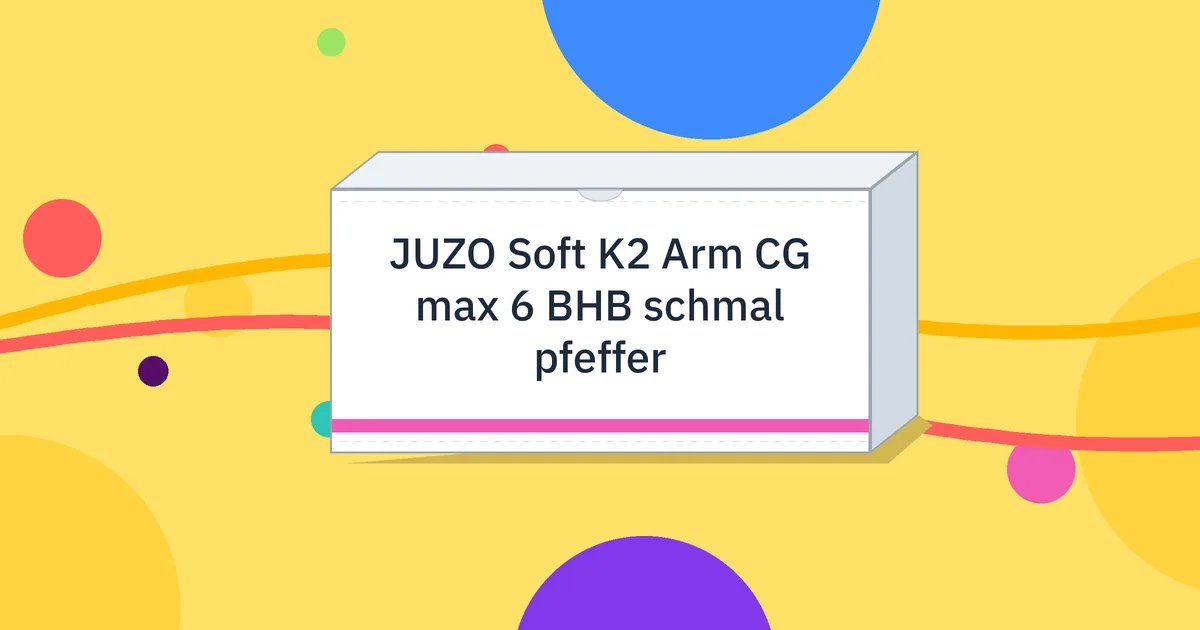 Symbolbild: Packung mit der Aufschrift JUZO Soft K2 Arm CG max 6 BHB schmal pfeffer (PZN 15513142) – Verfügbarkeit und Bezug in Apotheken in Frankfurt am Main