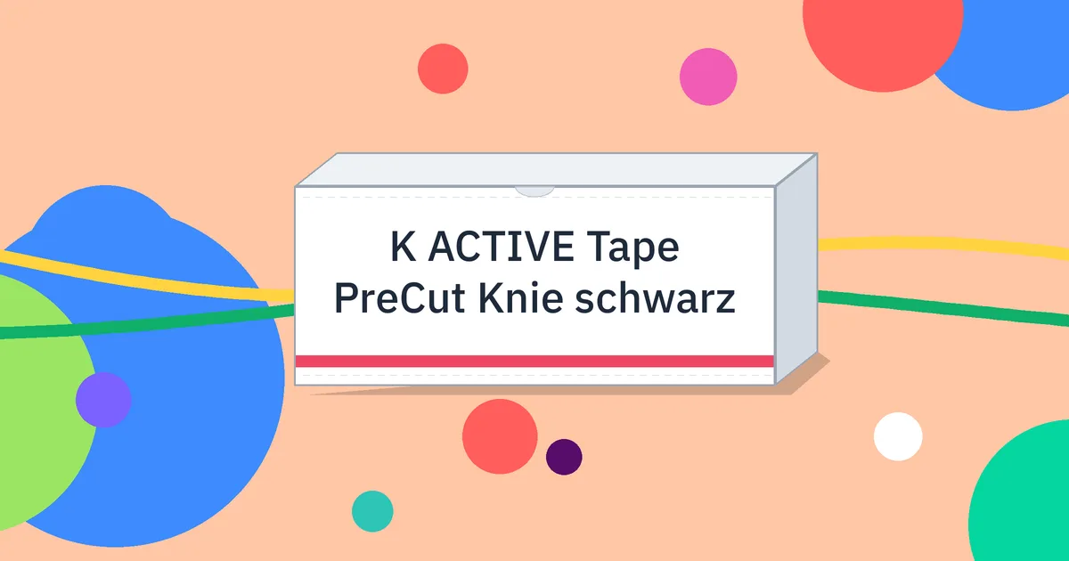 Symbolbild: Packung mit der Aufschrift K ACTIVE Tape PreCut Knie schwarz (PZN 06936754) – Verfügbarkeit und Bezug in Apotheken in Frankfurt am Main