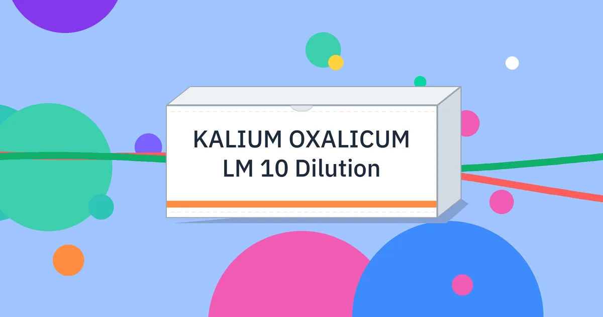 Symbolbild: Packung mit der Aufschrift KALIUM OXALICUM LM 10 Dilution (PZN 12923603) – Verfügbarkeit und Bezug in Apotheken in Frankfurt am Main