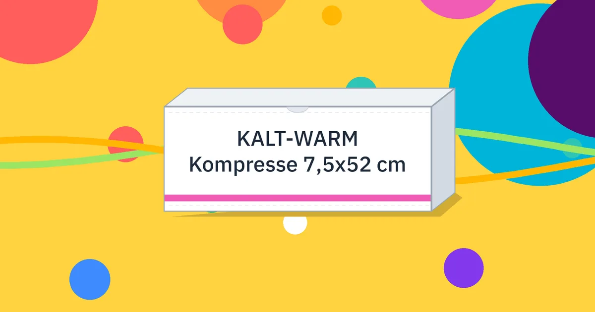 Symbolbild: Packung mit der Aufschrift KALT-WARM Kompresse 7,5x52 cm (PZN 07485093) – Verfügbarkeit und Bezug in Apotheken in Frankfurt am Main