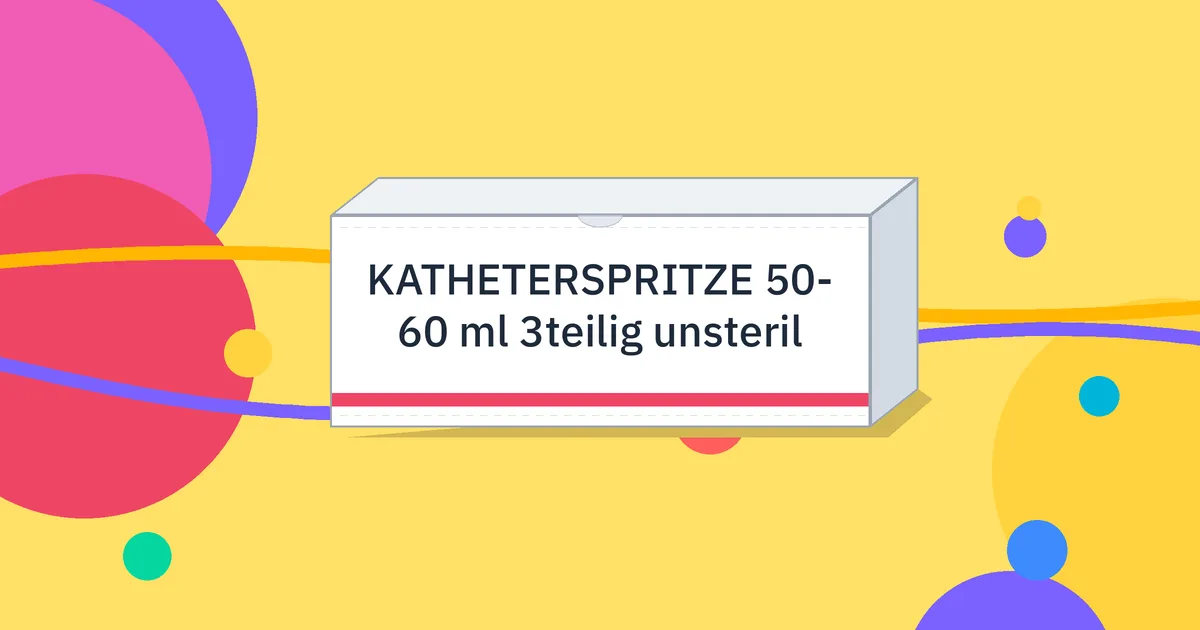 Symbolbild: Packung mit der Aufschrift KATHETERSPRITZE 50-60 ml 3teilig unsteril (PZN 10406631) – Verfügbarkeit und Bezug in Apotheken in Frankfurt am Main