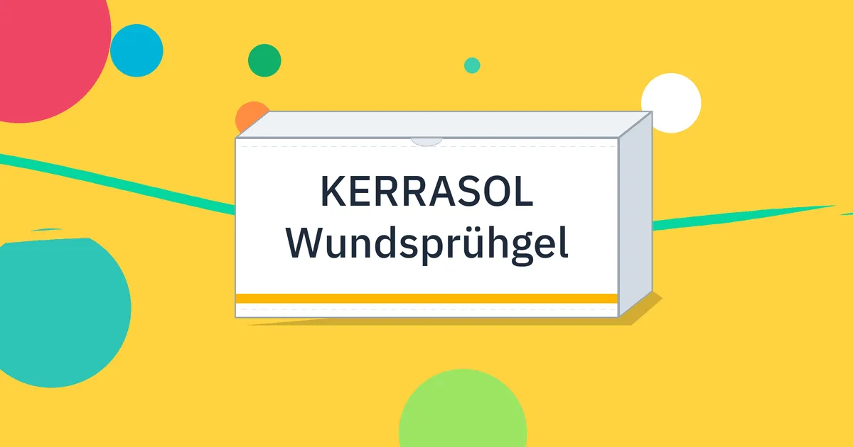 Symbolbild: Packung mit der Aufschrift KERRASOL Wundsprühgel (PZN 17515820) – Verfügbarkeit und Bezug in Apotheken in Frankfurt am Main