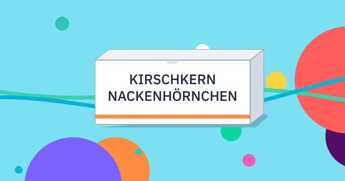 Symbolbild: Packung mit der Aufschrift KIRSCHKERN NACKENHÖRNCHEN (PZN 03355927) – Verfügbarkeit und Bezug in Apotheken in Frankfurt am Main