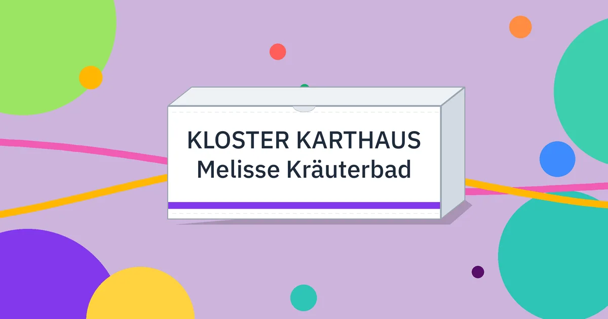 Symbolbild: Packung mit der Aufschrift KLOSTER KARTHAUS Melisse Kräuterbad (PZN 01528654) – Verfügbarkeit und Bezug in Apotheken in Frankfurt am Main
