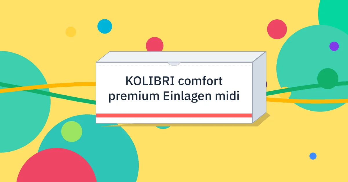 Symbolbild: Packung mit der Aufschrift KOLIBRI comfort premium Einlagen midi (PZN 16136517) – Verfügbarkeit und Bezug in Apotheken in Frankfurt am Main