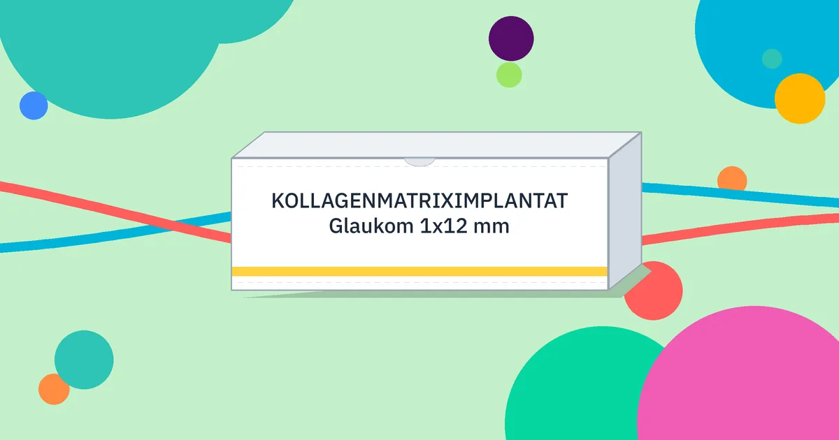 Symbolbild: Packung mit der Aufschrift KOLLAGENMATRIXIMPLANTAT Glaukom 1x12 mm (PZN 14001670) – Verfügbarkeit und Bezug in Apotheken in Frankfurt am Main