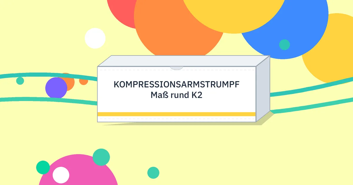 Symbolbild: Packung mit der Aufschrift KOMPRESSIONSARMSTRUMPF Maß rund K2 (PZN 14277857) – Verfügbarkeit und Bezug in Apotheken in Frankfurt am Main