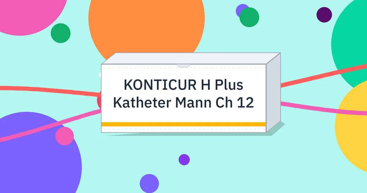 Symbolbild: Packung mit der Aufschrift KONTICUR H Plus Katheter Mann Ch 12 (PZN 10099560) – Verfügbarkeit und Bezug in Apotheken in Frankfurt am Main