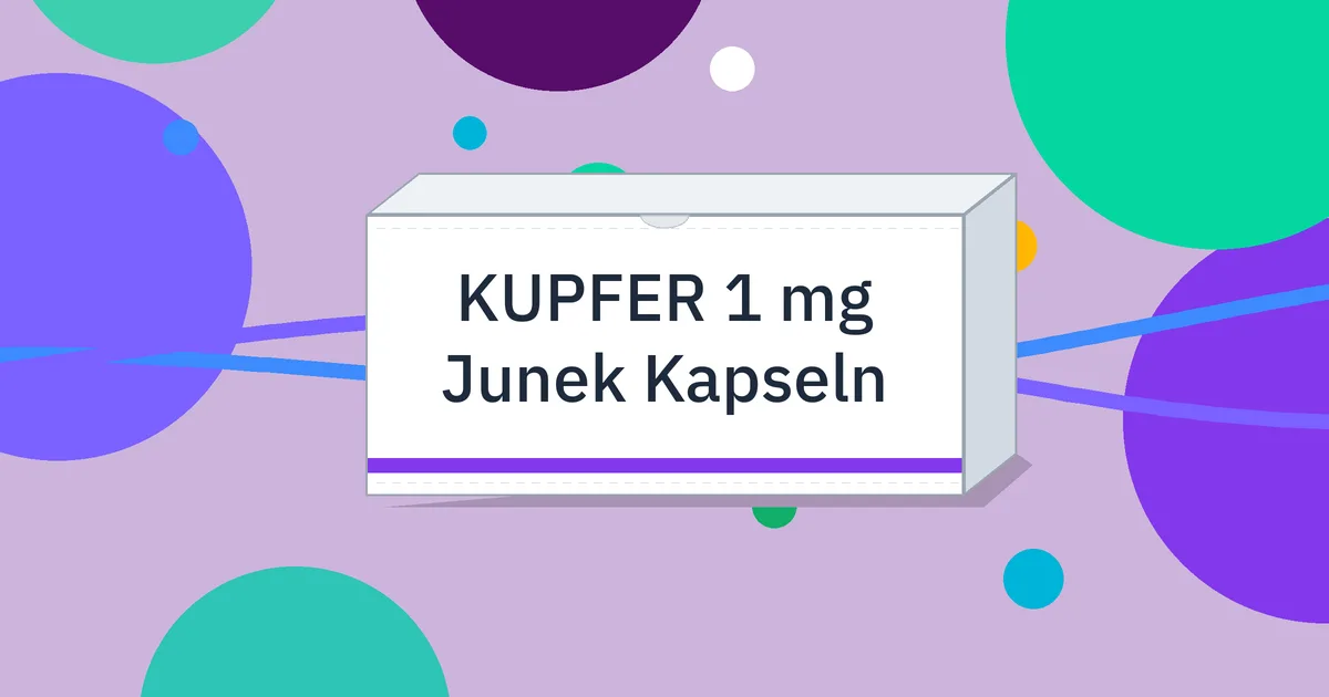 Symbolbild: Packung mit der Aufschrift KUPFER 1 mg Junek Kapseln (PZN 01610841) – Verfügbarkeit und Bezug in Apotheken in Frankfurt am Main