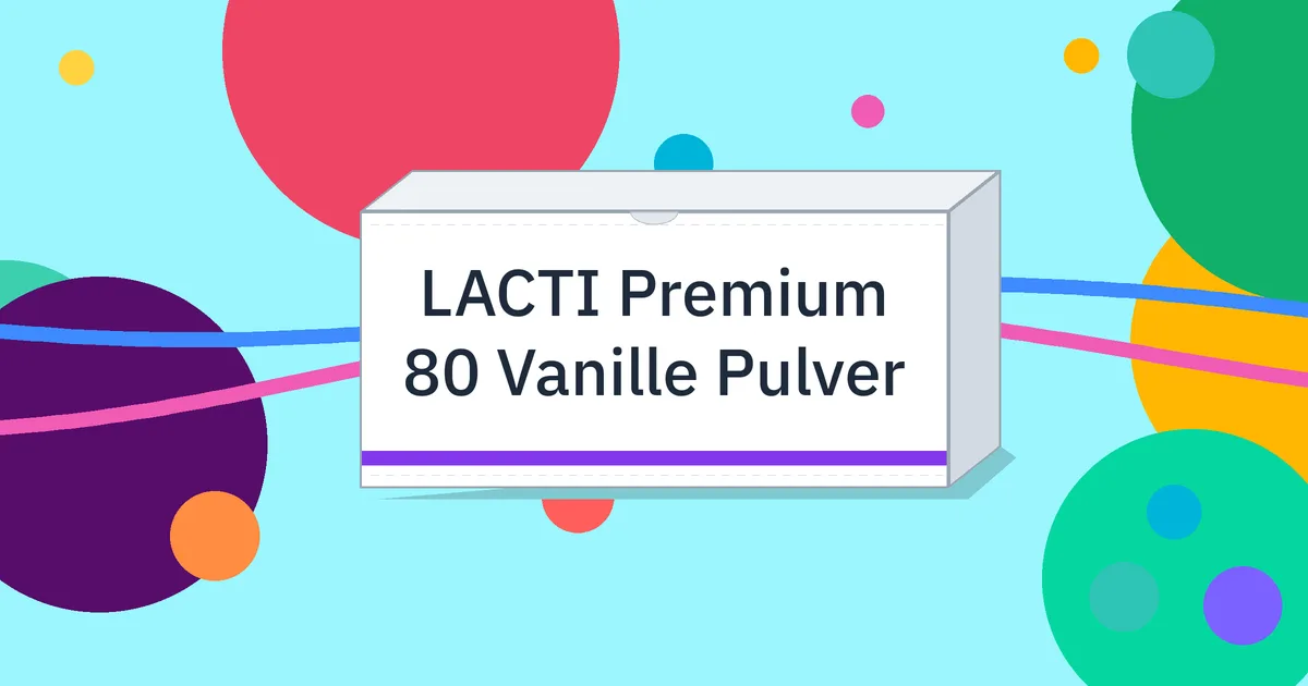 Symbolbild: Packung mit der Aufschrift LACTI Premium 80 Vanille Pulver (PZN 08443599) – Verfügbarkeit und Bezug in Apotheken in Frankfurt am Main