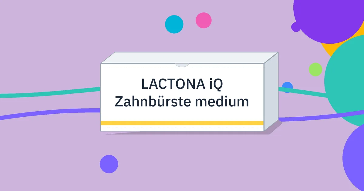 Symbolbild: Packung mit der Aufschrift LACTONA iQ Zahnbürste medium (PZN 07234439) – Verfügbarkeit und Bezug in Apotheken in Frankfurt am Main