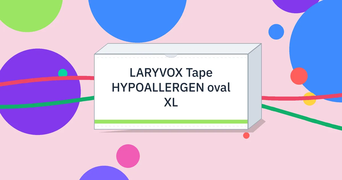 Symbolbild: Packung mit der Aufschrift LARYVOX Tape HYPOALLERGEN oval XL (PZN 10781346) – Verfügbarkeit und Bezug in Apotheken in Frankfurt am Main