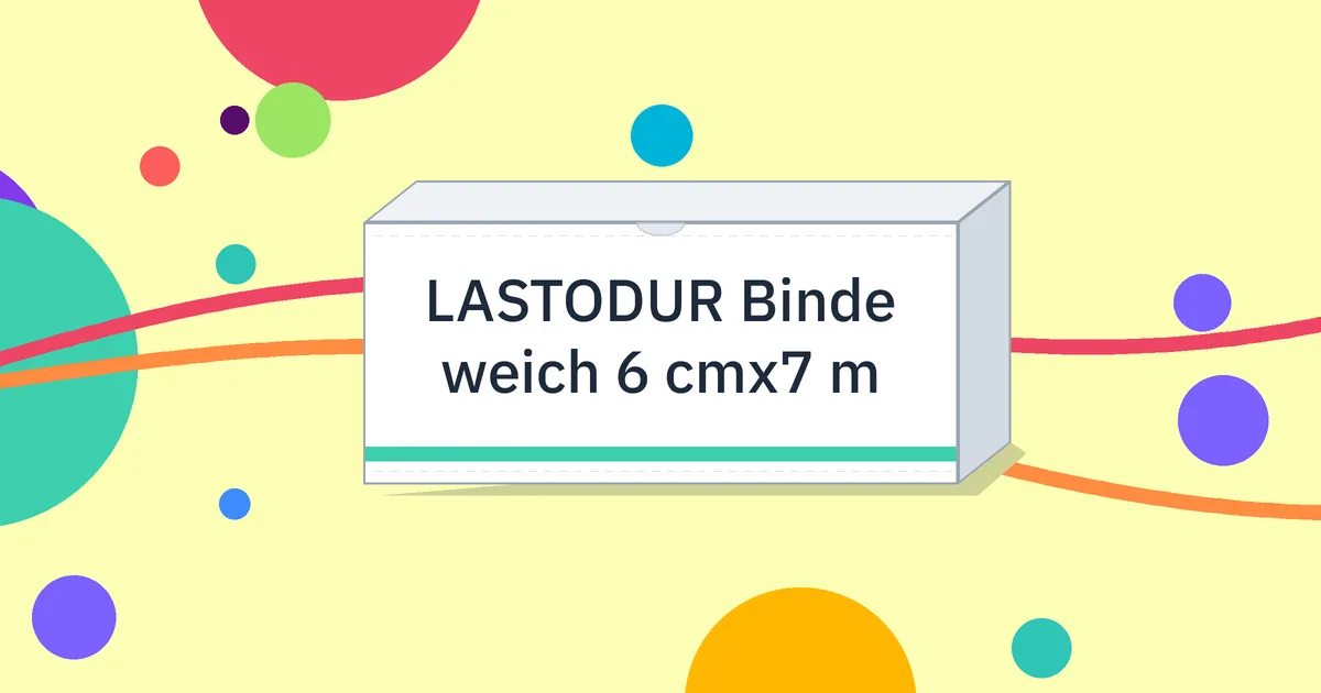 Symbolbild: Packung mit der Aufschrift LASTODUR Binde weich 6 cmx7 m (PZN 00614280) – Verfügbarkeit und Bezug in Apotheken in Frankfurt am Main