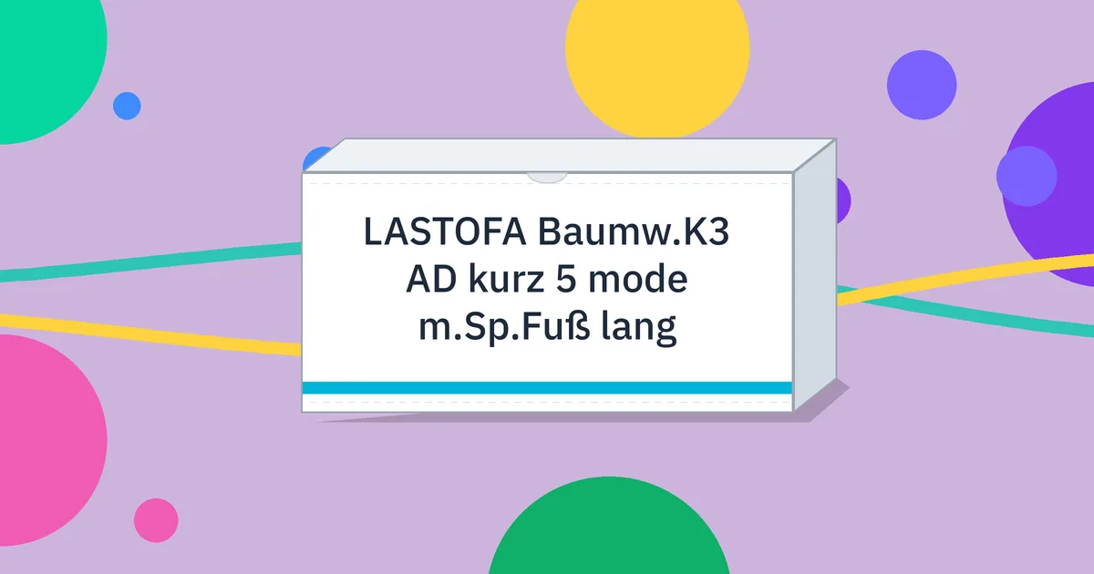 Symbolbild: Packung mit der Aufschrift LASTOFA Baumw.K3 AD kurz 5 mode m.Sp.Fuß lang (PZN 01953328) – Verfügbarkeit und Bezug in Apotheken in Frankfurt am Main