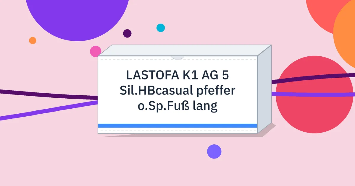 Symbolbild: Packung mit der Aufschrift LASTOFA K1 AG 5 Sil.HBcasual pfeffer o.Sp.Fuß lang (PZN 14148864) – Verfügbarkeit und Bezug in Apotheken in Frankfurt am Main