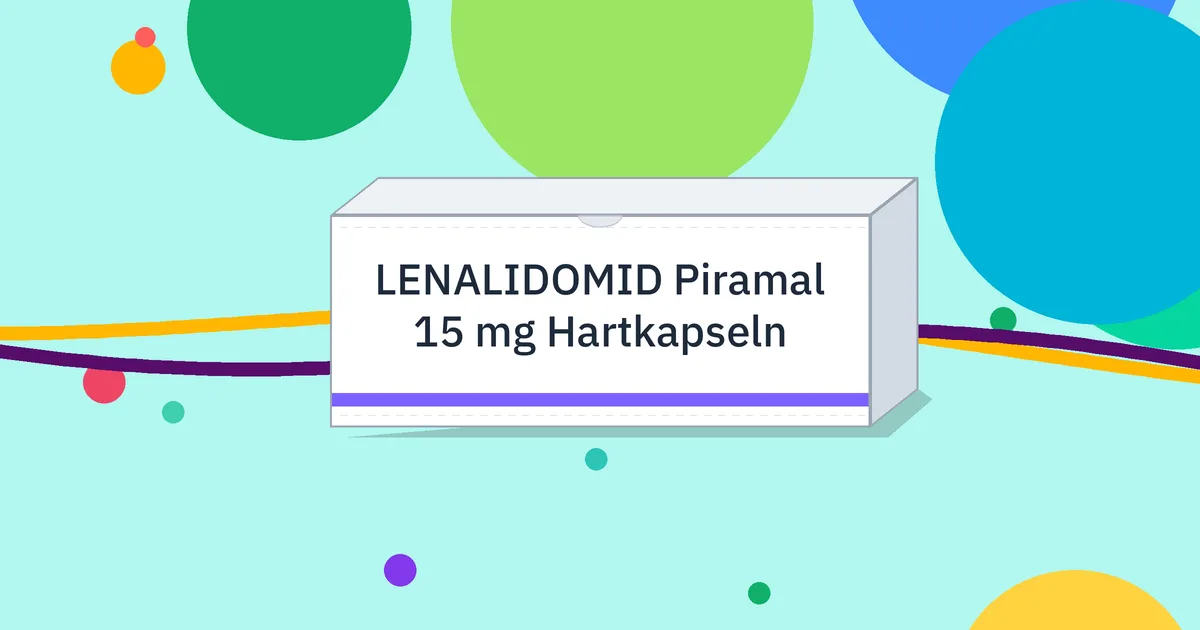 Symbolbild: Packung mit der Aufschrift LENALIDOMID Piramal 15 mg Hartkapseln (PZN 17621404) – Verfügbarkeit und Bezug in Apotheken in Frankfurt am Main