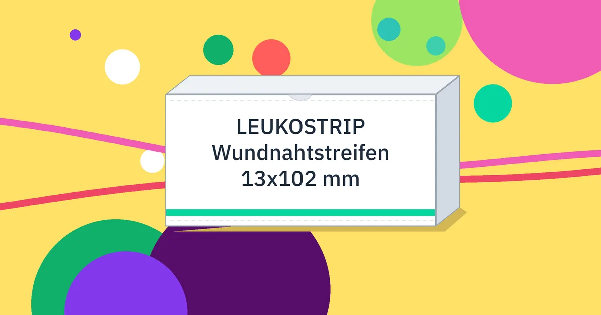Symbolbild: Packung mit der Aufschrift LEUKOSTRIP Wundnahtstreifen 13x102 mm (PZN 14373064) – Verfügbarkeit und Bezug in Apotheken in Frankfurt am Main